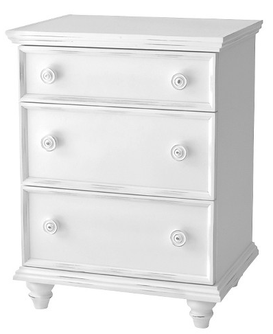 white distressed night stand
